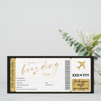 Boarding Pass Surprise Fake Airline Ticket Invitation | Zazzle
