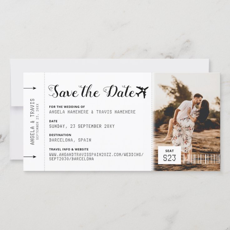 Boarding Pass Ticket Destination Save the Date | Zazzle