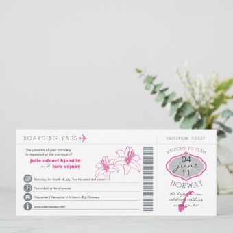 Boarding Pass to Norway Wedding Invitation | Zazzle