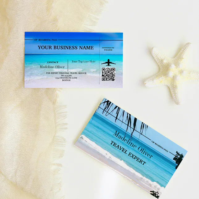 Boarding Pass Travel Agent Destination Ocean Business Card | Zazzle
