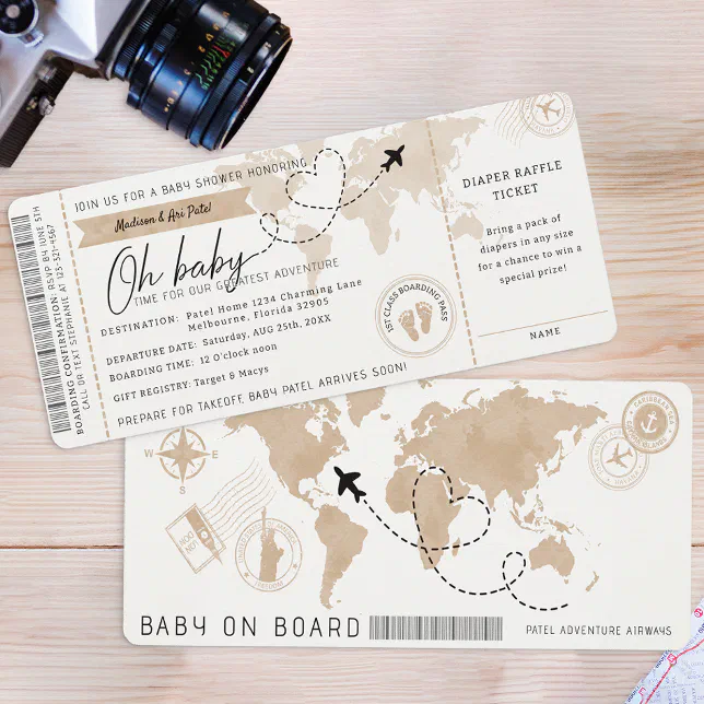 Boarding Pass Travel Baby Shower Invite | Zazzle
