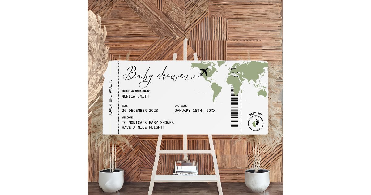 Boarding pass Travel Baby Shower Welcome Sign | Zazzle