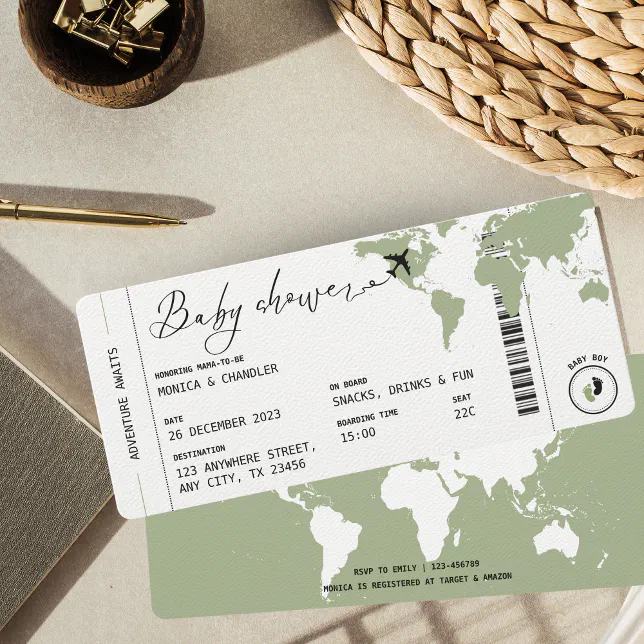 Boarding Pass Travel Gender Neutral Baby Shower Invitation | Zazzle