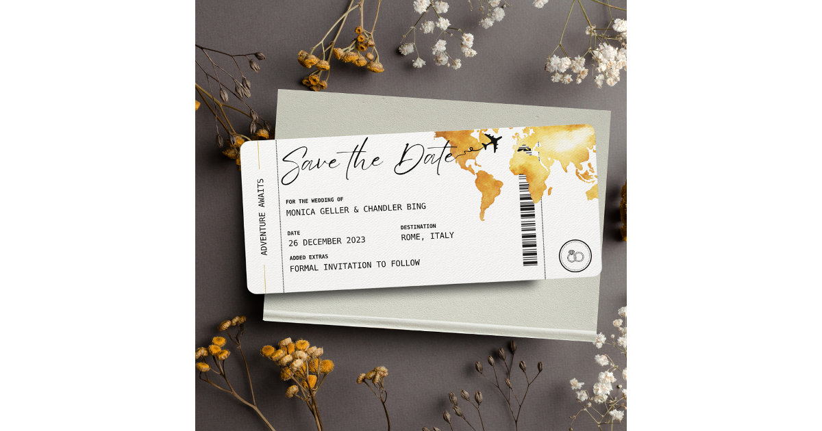 Boarding Pass Travel Save the Date Wedding Invitat Invitation | Zazzle