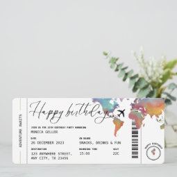 Boarding Pass Travel Themed Adult Birthday Party Invitation | Zazzle