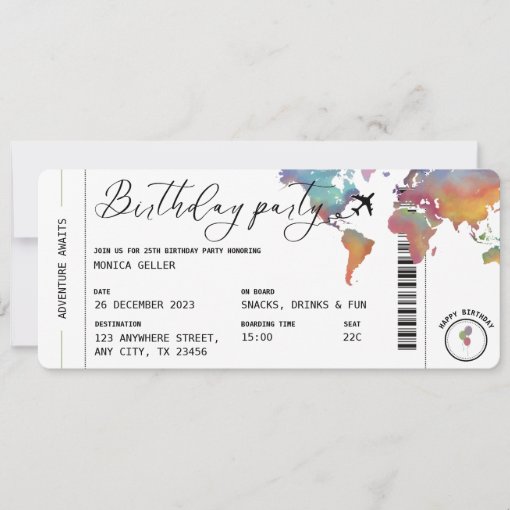 Boarding Pass Travel Themed Birthday Party Invitation | Zazzle