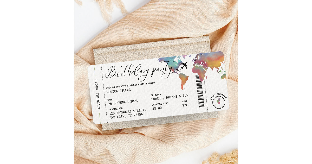 Boarding Pass Travel Themed Birthday Party Invitation | Zazzle