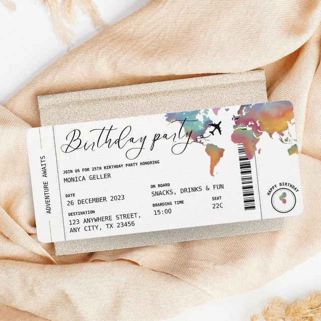 Boarding Pass Travel Themed Birthday Party Invitation | Zazzle