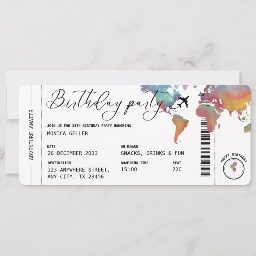 Boarding Pass Travel Themed Birthday Party Invitation | Zazzle
