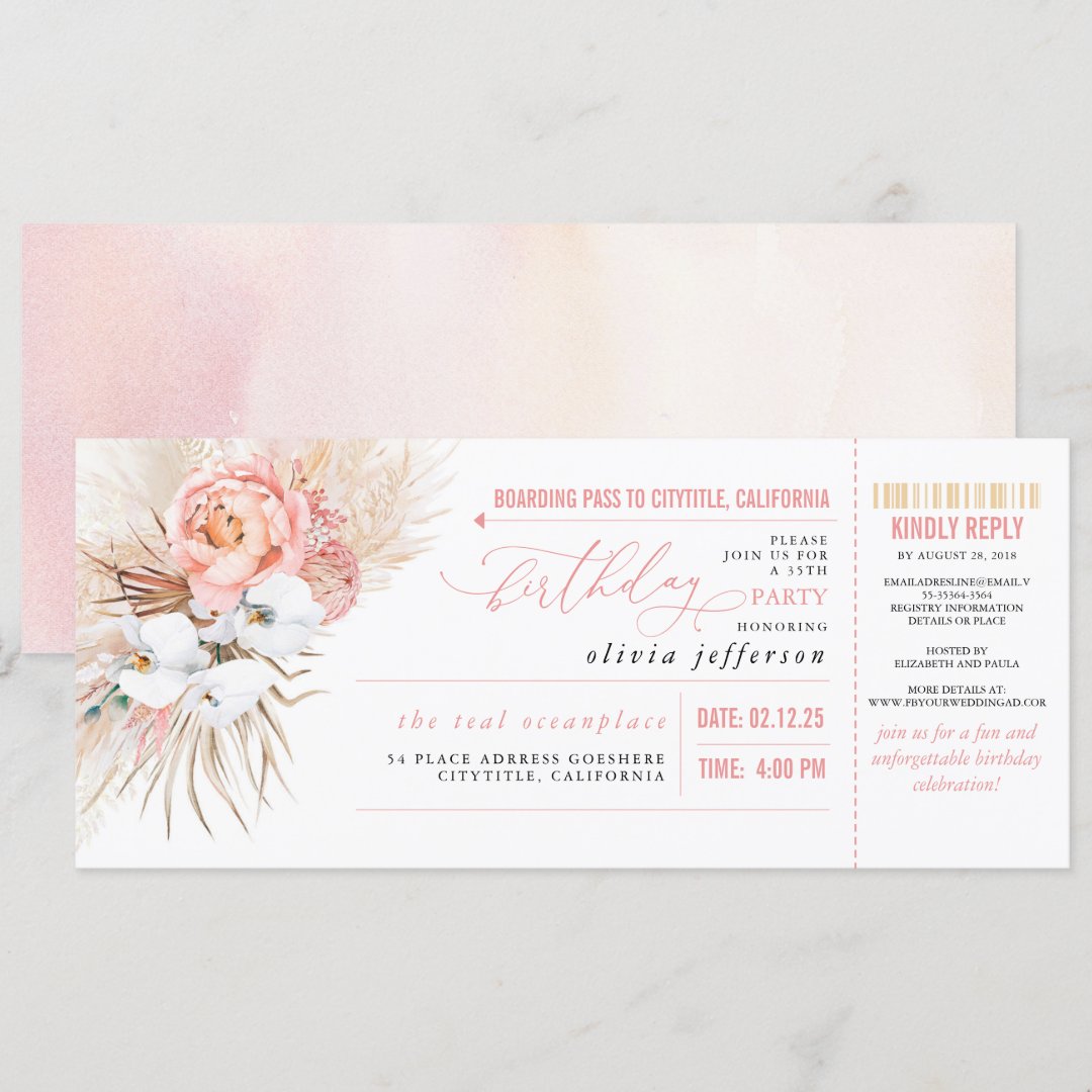 Air Plane Ticket Cruise Ship Boarding Pass Invitation Airline Flight ...