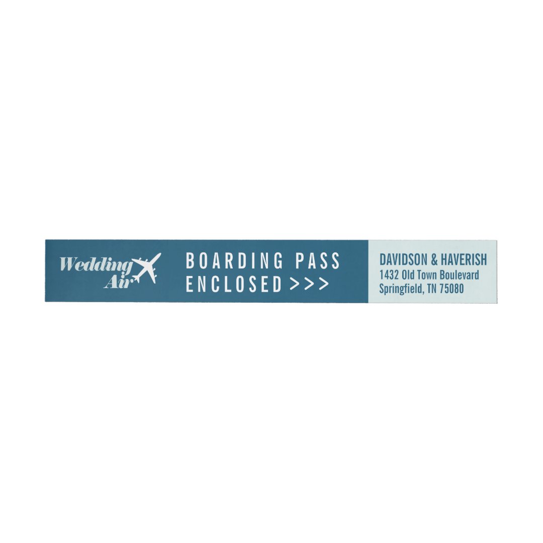 Boarding Pass Vintage Blue Return Address Wrap Around Label | Zazzle