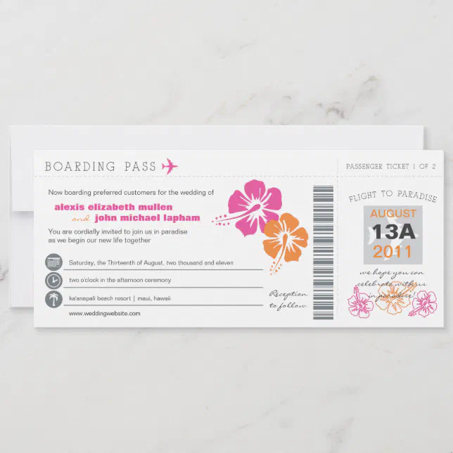 Boarding Pass Wedding Invitation | Zazzle