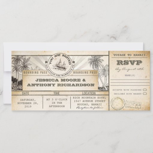boarding pass wedding tickets- invitations | Zazzle