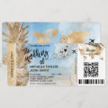 Boarding Pass World Map Island Beach RSVP QR code Invitation | Zazzle