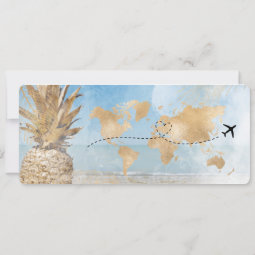 Boarding Pass World Map Island Beach RSVP QR code Invitation | Zazzle