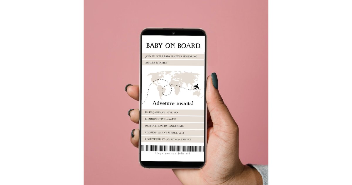 Boarding Pass World Map Travel Baby Shower Holiday Card | Zazzle