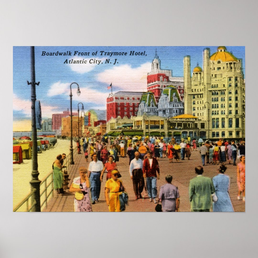 Boardwalk, Atlantic City Vintage Poster | Zazzle
