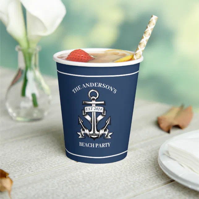 Boat Anchor Beach Birthday Party Nautical Wedding Paper Cups | Zazzle