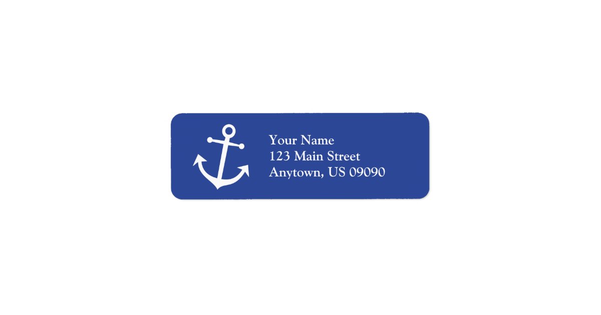 Boat Anchor Return Address Label (Navy Blue/White) | Zazzle