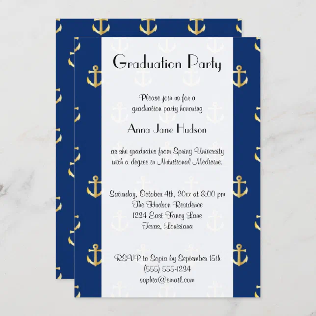 Boat Anchor, Ship Anchor, Sea Anchor, Graduation Invitation | Zazzle