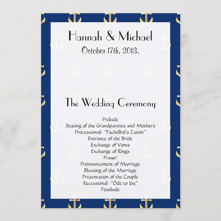 Boat Anchor, Ship Anchor, Sea Anchor, Wedding Program | Zazzle