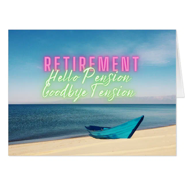 Boat and Beach Scene Retirement BIG Card | Zazzle