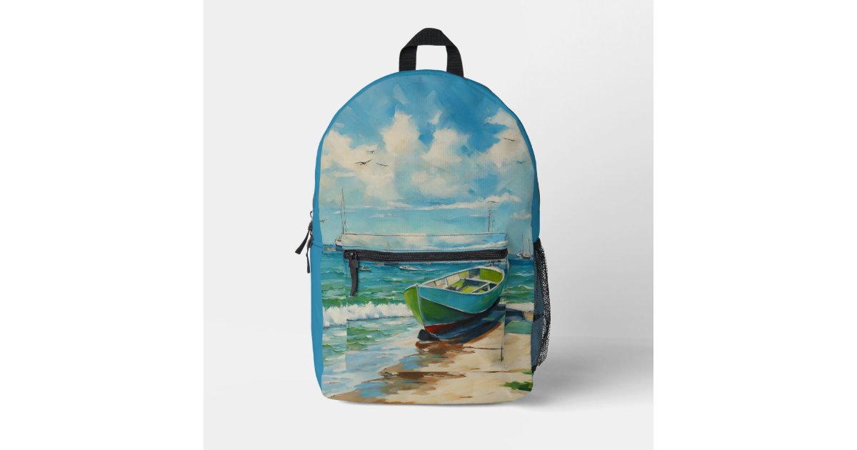 Boat Beach Blue Sea Backpack | Zazzle