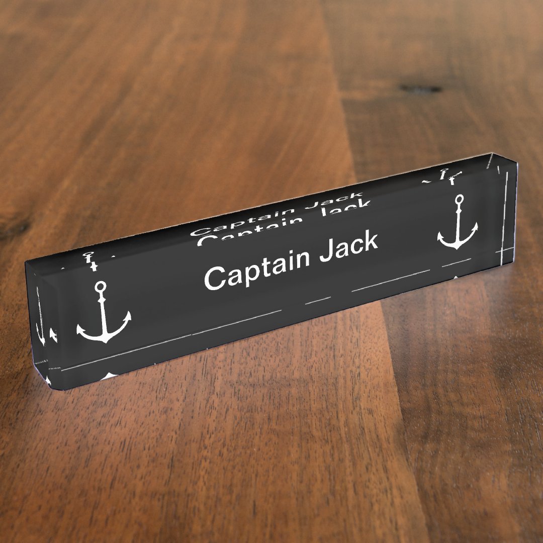 Boat Captain Desk Plaque Anchor Design Desk Name Plate | Zazzle
