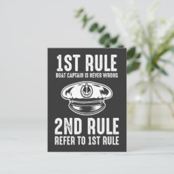 Boat Captain Funny Rules Fisherman Sailor Postcard | Zazzle