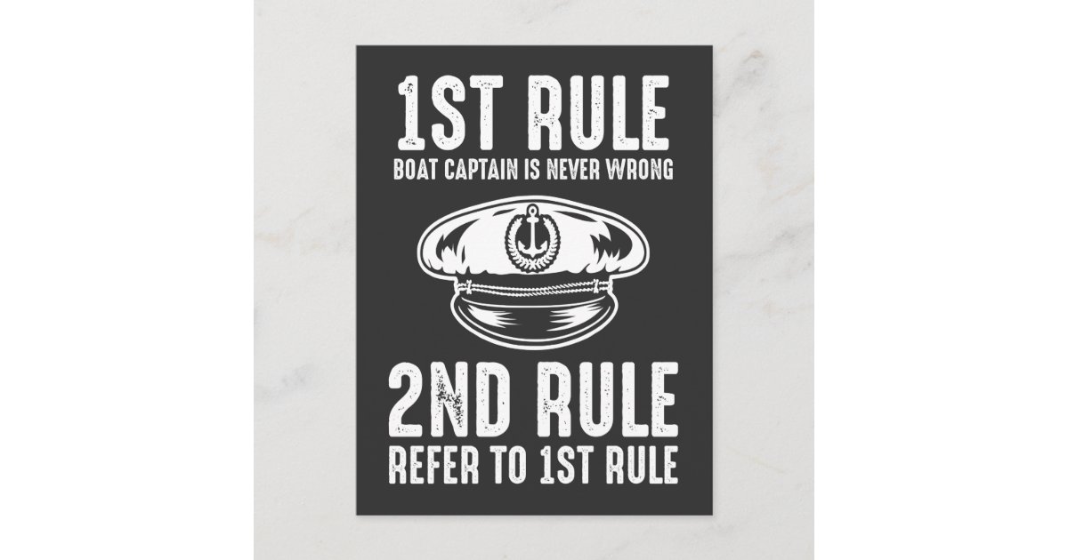 Boat Captain Funny Rules Fisherman Sailor Postcard | Zazzle