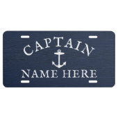 Boat Captain Name Nautical Anchor Navy Blue License Plate | Zazzle