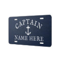Boat Captain Name Nautical Anchor Navy Blue License Plate | Zazzle