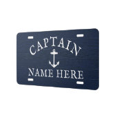 Boat Captain Name Nautical Anchor Navy Blue License Plate | Zazzle