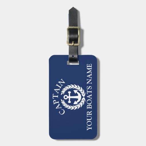 Boat captain nautical ships anchor luggage tag | Zazzle