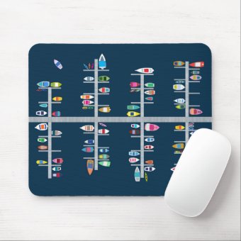 Boat Docks- Multi on Navy Mouse Pad | Zazzle