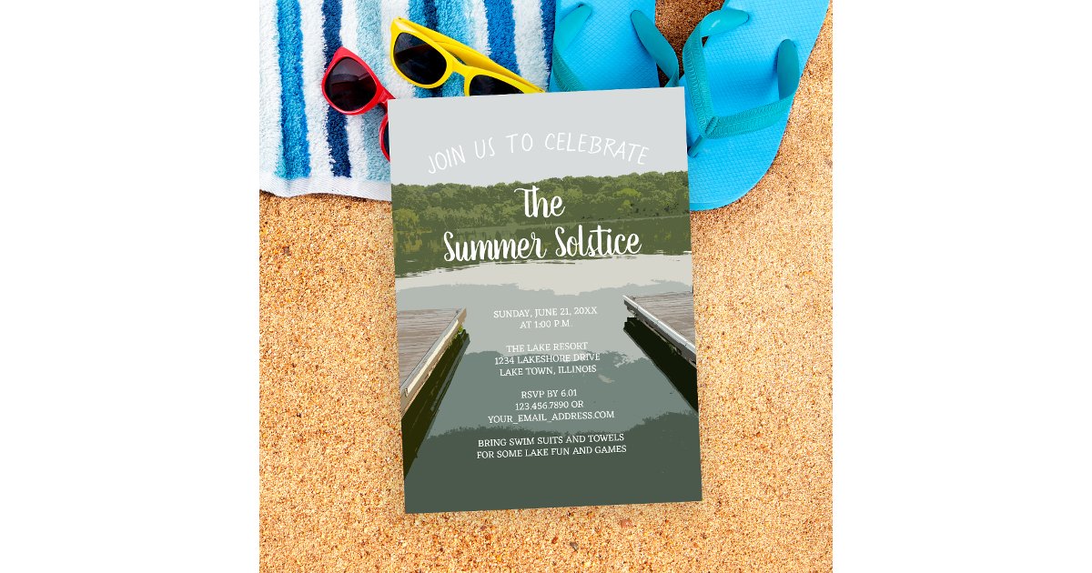 Boat Docks Summer Solstice Lake Party Invitation | Zazzle