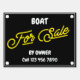 Boat For Sale White Text Yellow Script Black Sign | Zazzle
