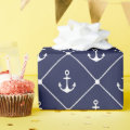 Boat Lover Nautical Anchor Rope Coastal Pattern Wrapping Paper | Zazzle