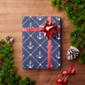 Boat Lover Nautical Anchor Rope Coastal Pattern Wrapping Paper | Zazzle