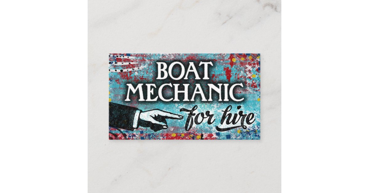 Boat Mechanic For Hire Business Cards - Blue Red | Zazzle