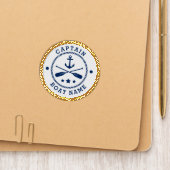 Boat Name Captain Anchor Oars Stars Navy Gold Patch | Zazzle