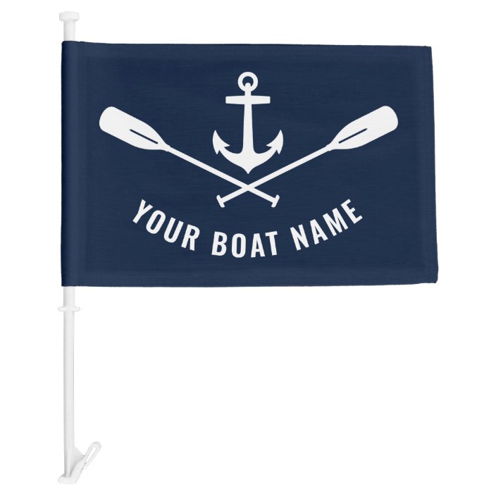 Boat Name Nautical Anchor Crossed Oars Boat or Car Flag | Zazzle.com