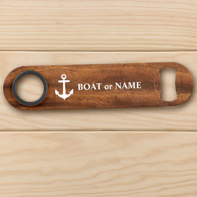 Boat Name Nautical Classic Anchor Wood Style Bar Key | Zazzle