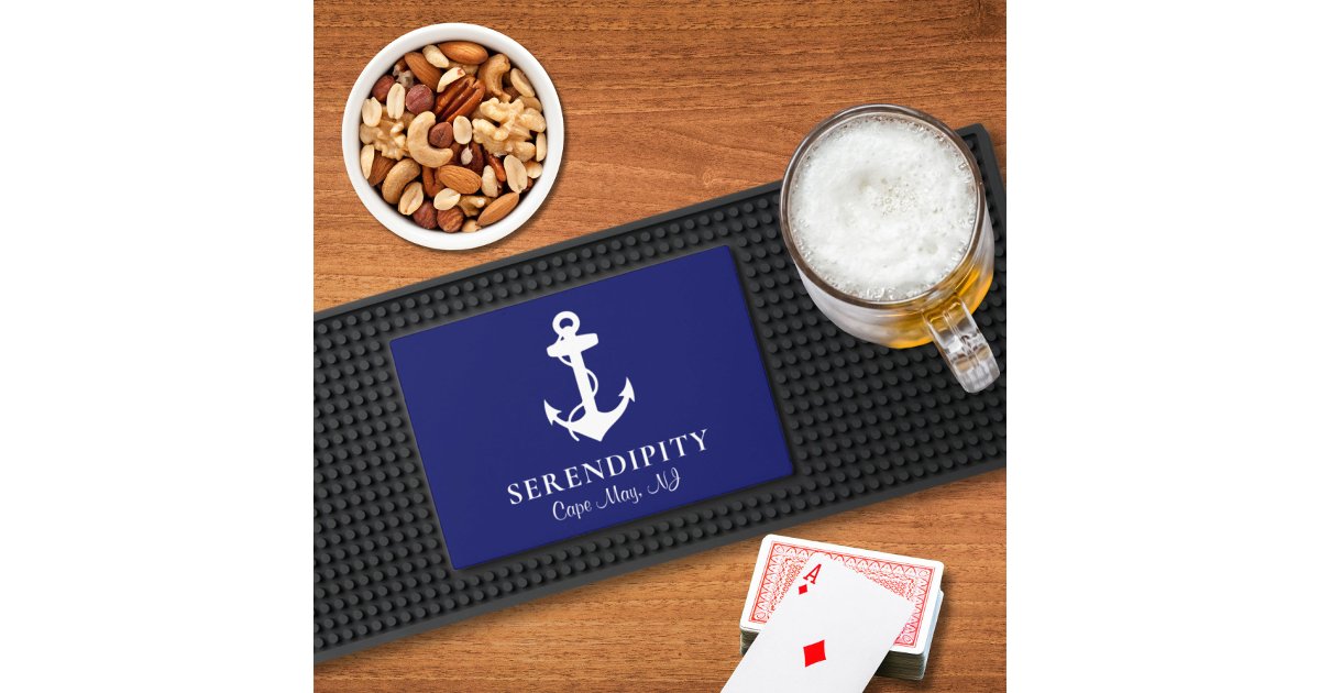 Boat Nautical Anchor Navy Blue Bar Mat | Zazzle