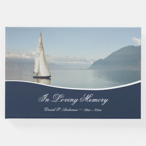Boat Nautical In Loving Memory Funeral Guest Book | Zazzle