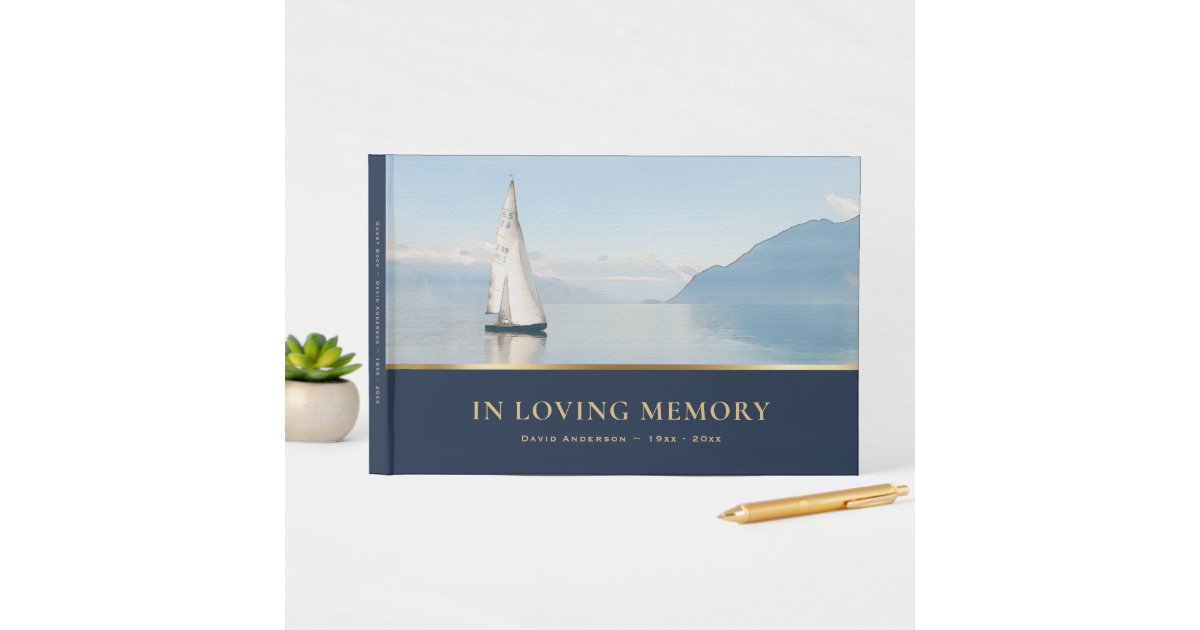 Boat Nautical In Loving Memory Guest Book | Zazzle