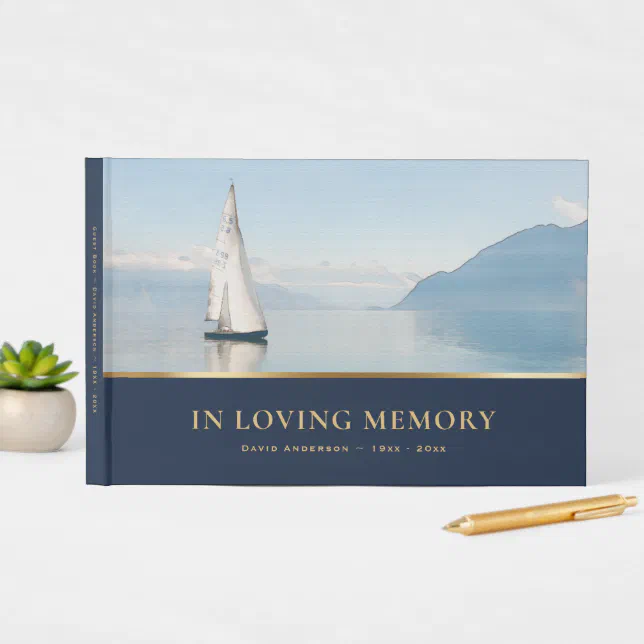 Boat Nautical In Loving Memory Guest Book | Zazzle