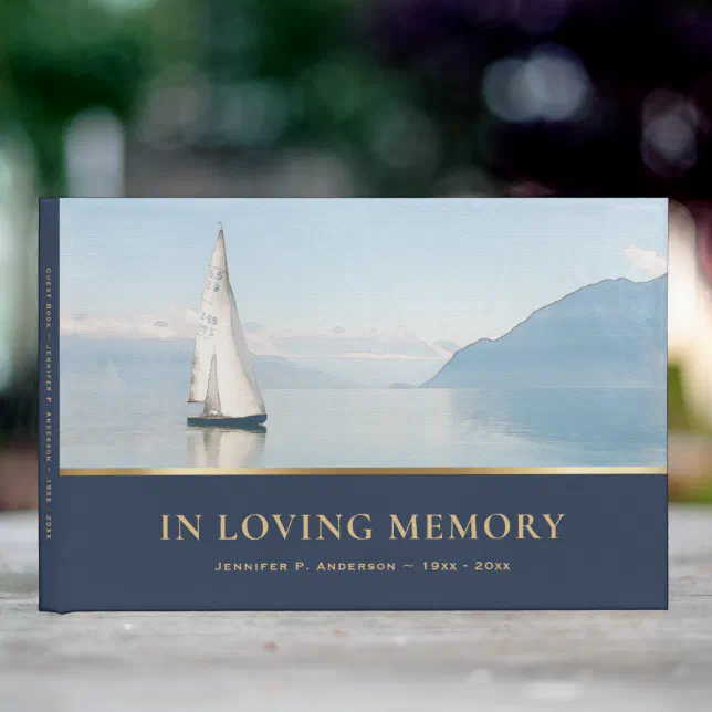 Boat Nautical In Loving Memory Guest Book | Zazzle