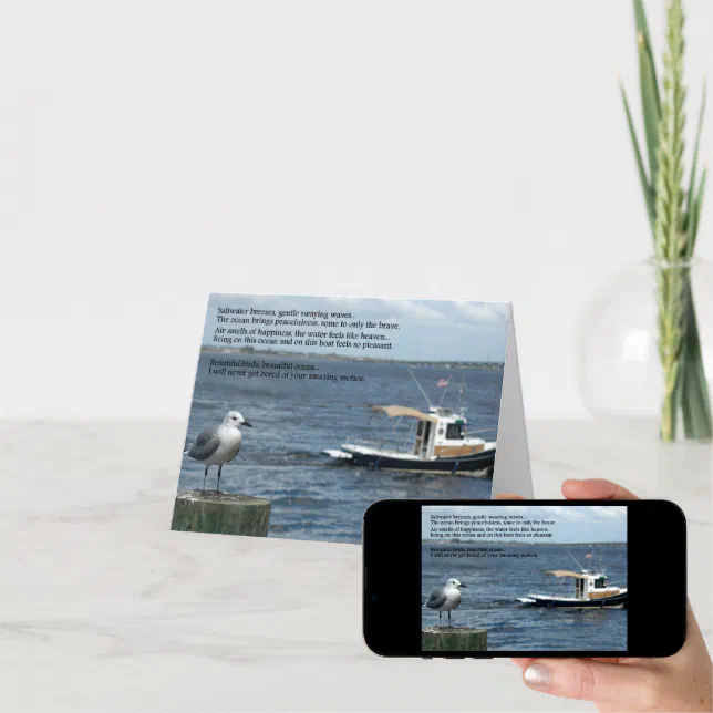 Boat ocean Seagull Poem Poetry Note Card | Zazzle