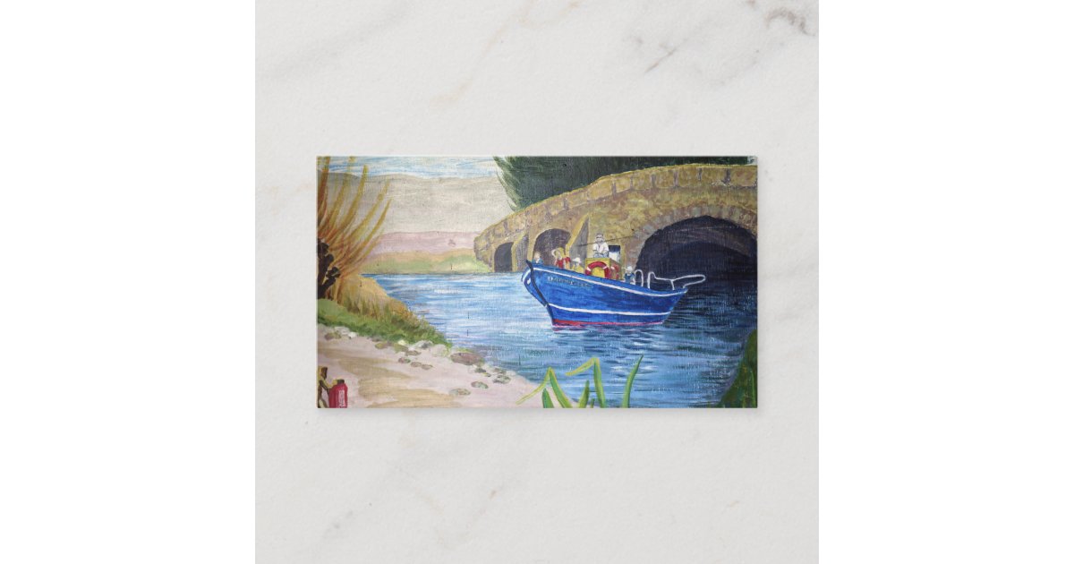 Boat on a river business card | Zazzle